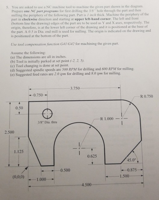 Solved 5. You are asked to use a NC machine tool to machine | Chegg.com