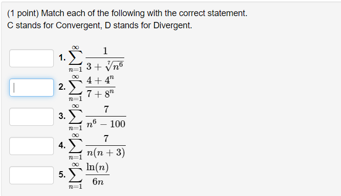 Solved (1 ﻿point) ﻿Match each of the following with the | Chegg.com