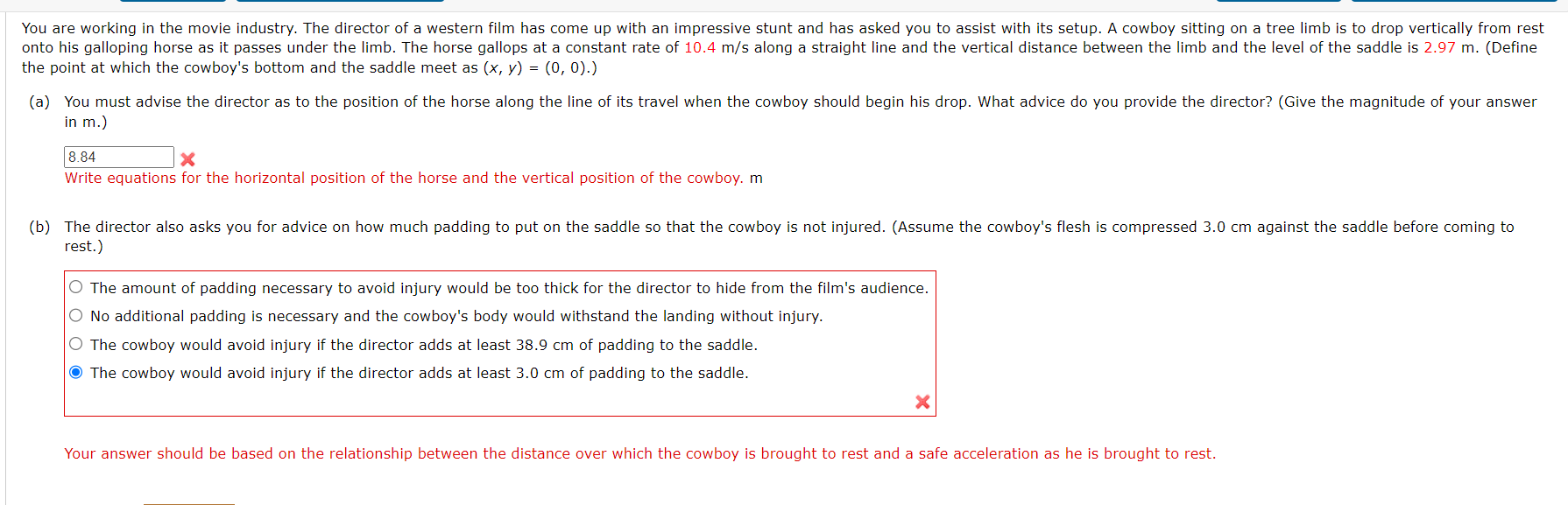 Solved the point at which the cowboy's bottom and the saddle | Chegg.com