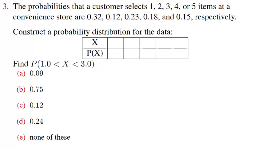 Solved 3. The probabilities that a customer selects 1, 2, 3, | Chegg.com