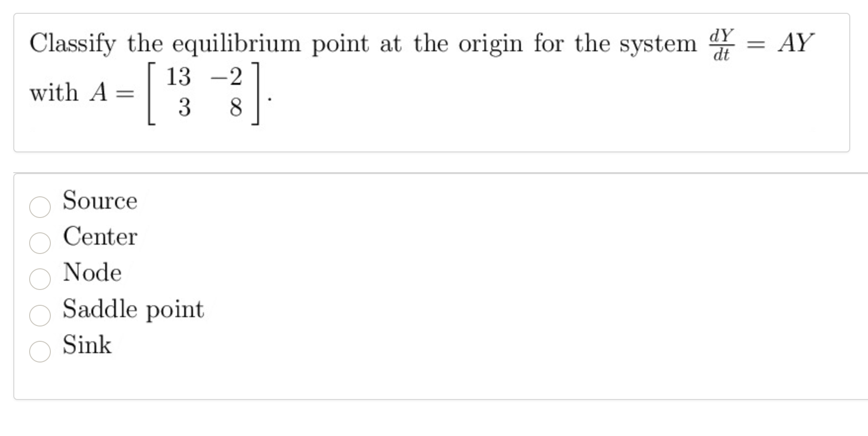 Solved Classify the equilibrium point at the origin for the | Chegg.com