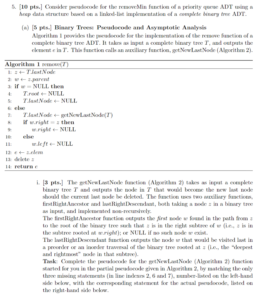 5 10 Pts ] Consider Pseudocode For The Removemin