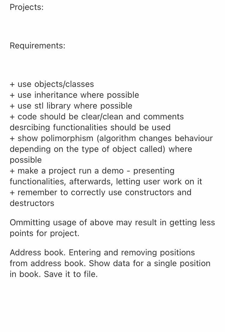 Projects: Requirements: + use objects/classes + use | Chegg.com