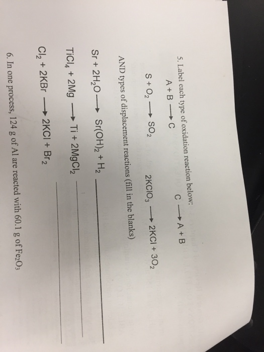 Solved Label each type of oxidation reaction below: A + B | Chegg.com
