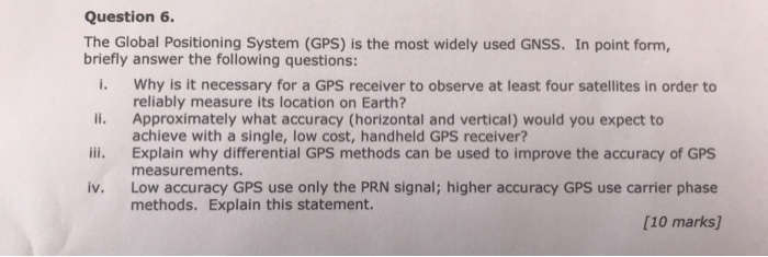 Solved Question 6. The Global Positioning System (GPS) is | Chegg.com