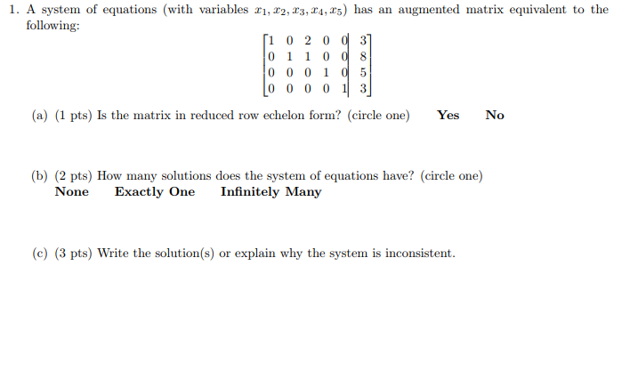 Solved A system of equations (with variables x1, x2, x3, x4, | Chegg.com
