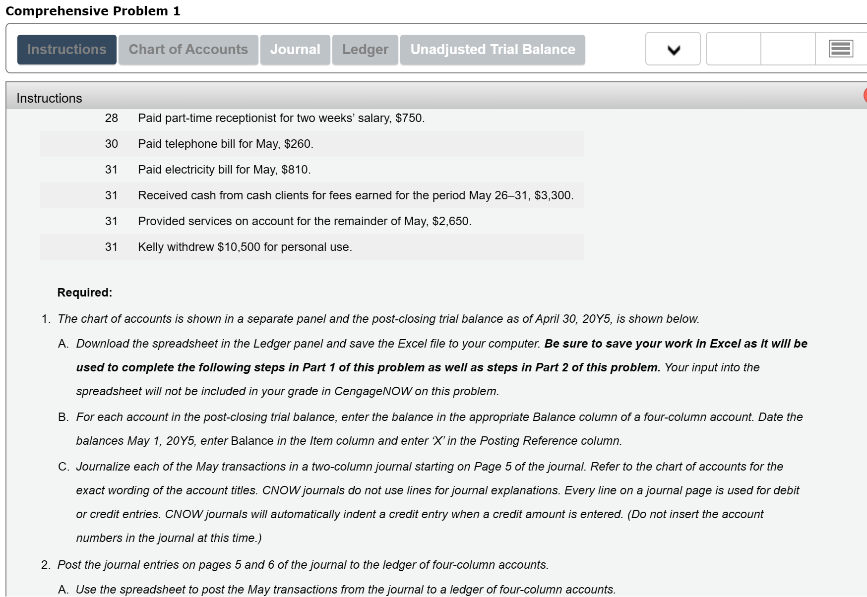 Solved Comprehensive Problem 1 Instructions Chart of | Chegg.com