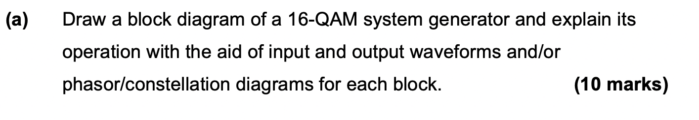 Solved Draw a block diagram of a 16-QAM system generator and | Chegg.com