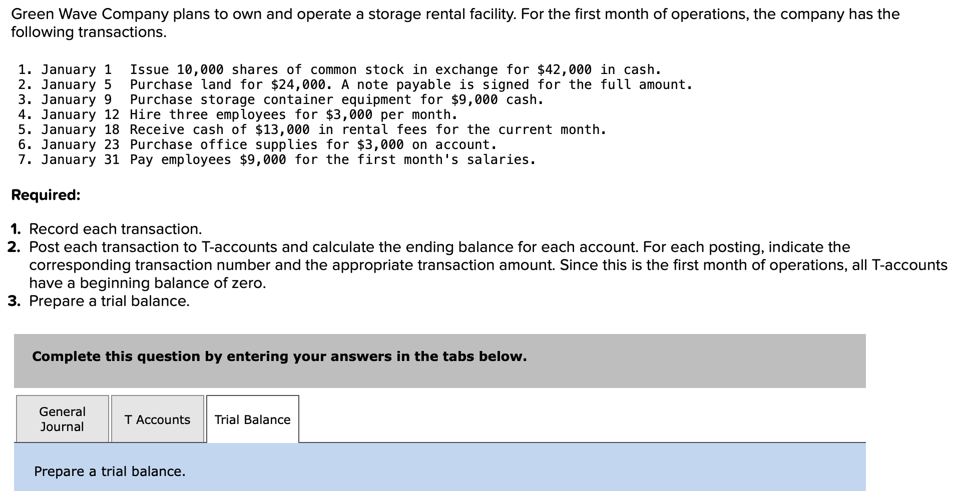 Solved Green Wave Company plans to own and operate a storage | Chegg.com