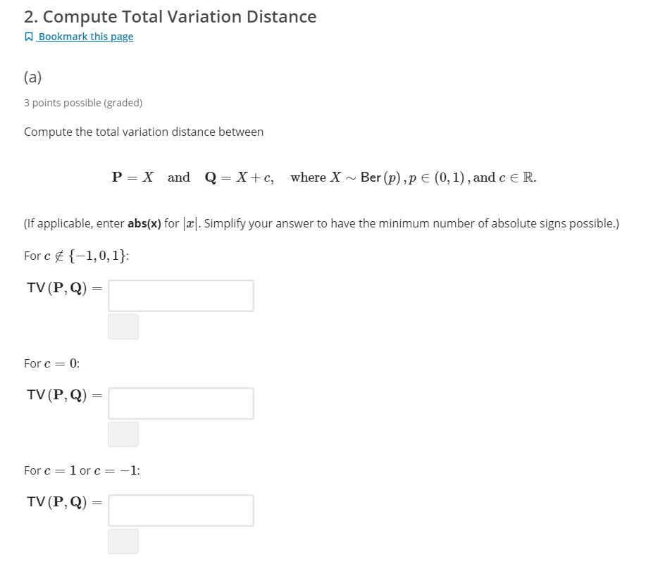 2. Compute Total Variation Distance Bookmark this | Chegg.com