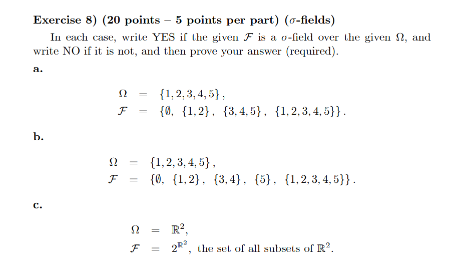 Solved Exercise 8) (20 points – 5 points per part) | Chegg.com