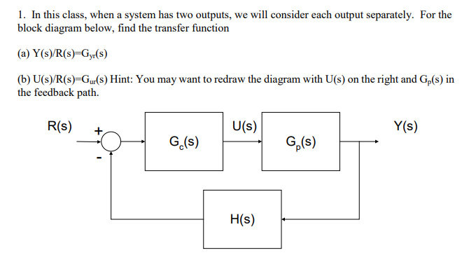 Solved 1. In this class, when a system has two outputs, we | Chegg.com