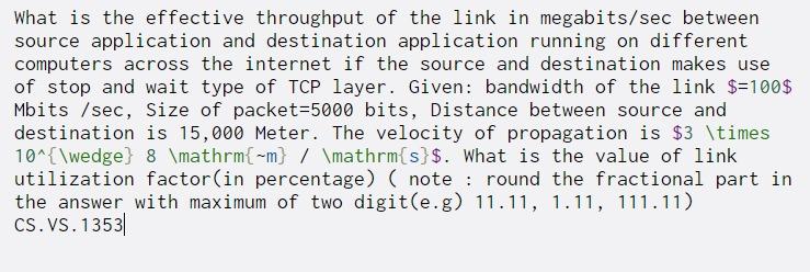 Solved What is the effective throughput of the link in | Chegg.com