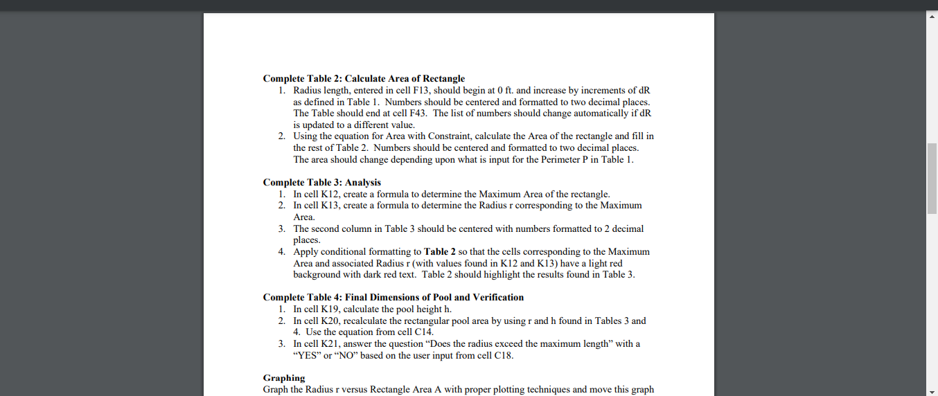 Solved Complete Table 2: Calculate Area of Rectangle 1. | Chegg.com