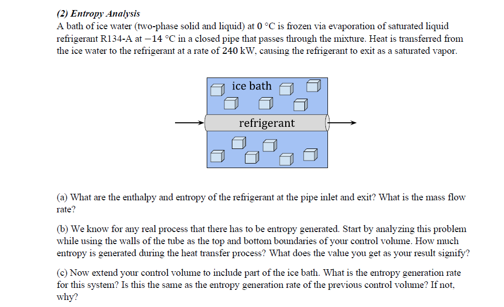 Solved (2) Entropy Analysis A bath of ice water (two-phase | Chegg.com
