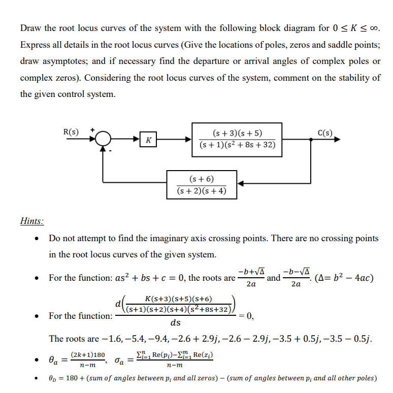 Solved Draw the root locus curves of the system with the | Chegg.com