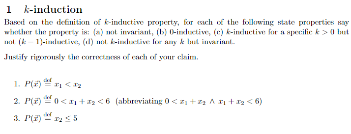 Solved 1k-inductionBased on the definition of k-inductive | Chegg.com