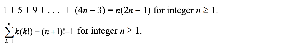 Solved 1 + 5 + 9+ ... + (4n – 3) = n(2n – 1) for integer η | Chegg.com