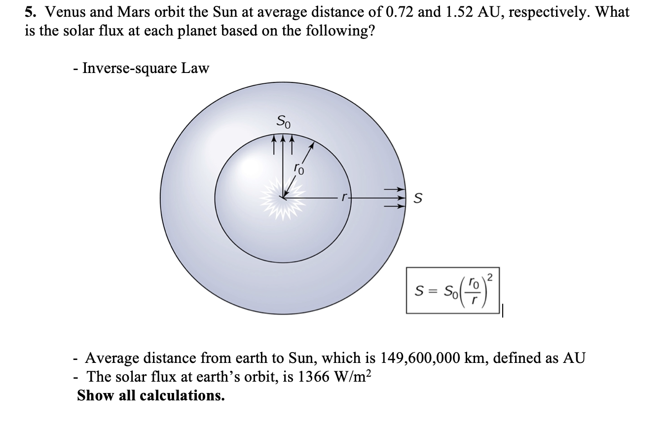 Solved 5. Venus and Mars orbit the Sun at average distance | Chegg.com