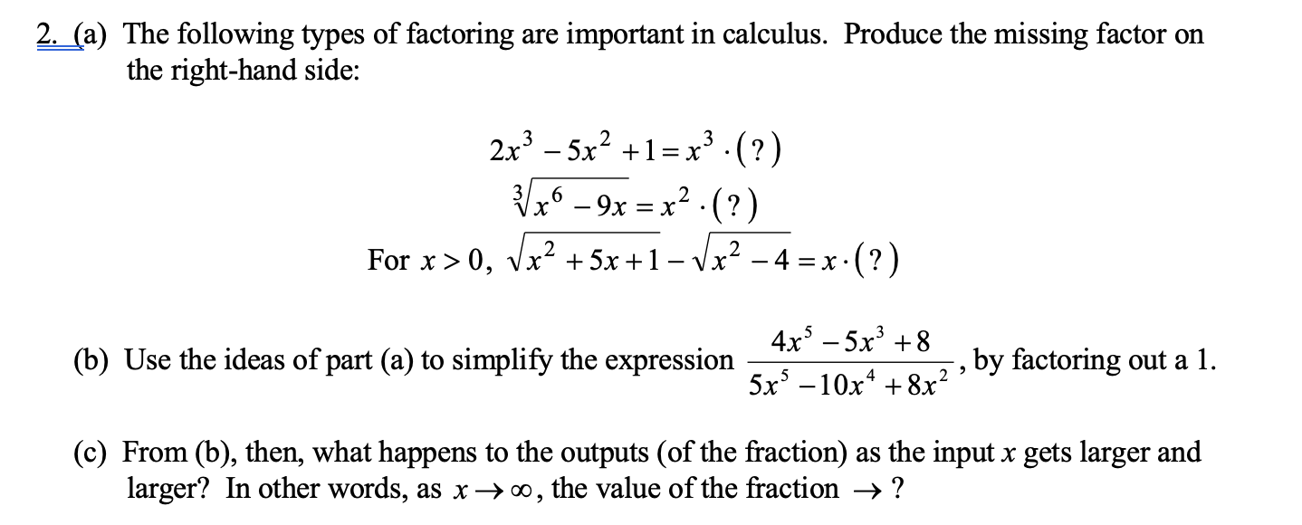 Solved 2. (a) The following types of factoring are important | Chegg.com