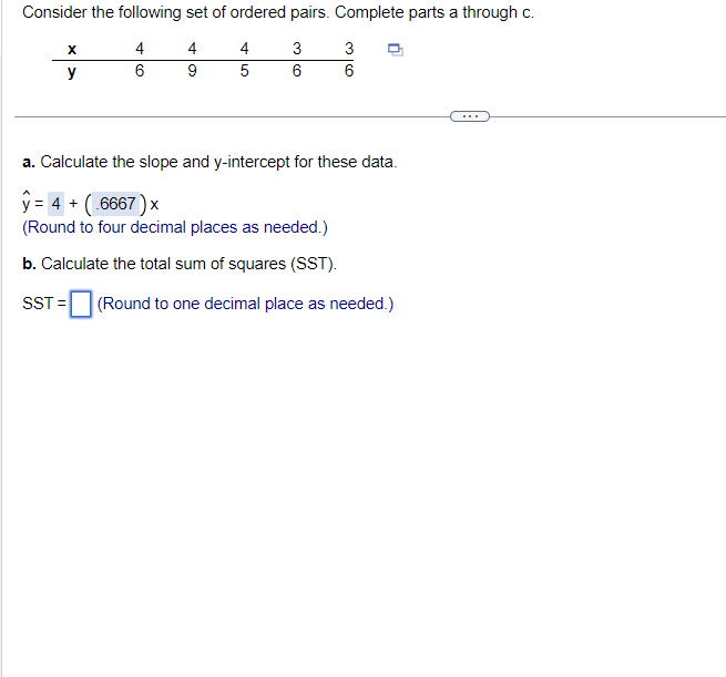 Solved a) ﻿Calculate the slope and y-intercept for these | Chegg.com