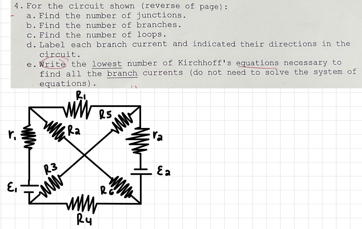 Solved For the circuit shown (reverse of page): a. Find the | Chegg.com