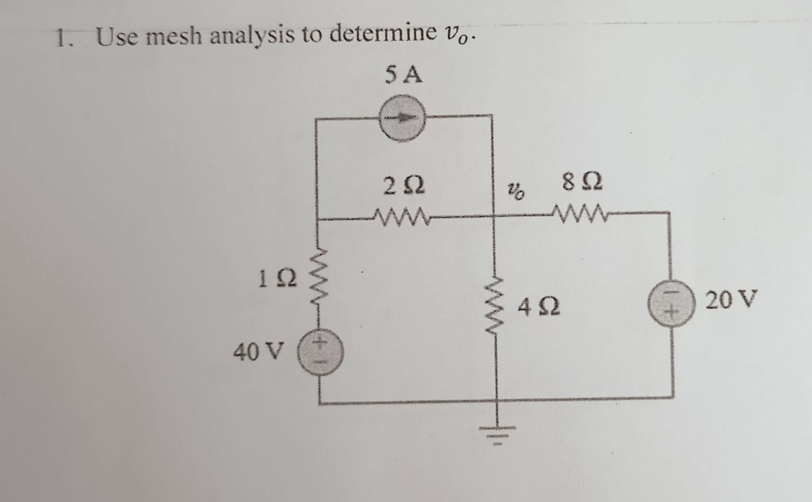 Solved 1. Use mesh analysis to determine vo. | Chegg.com