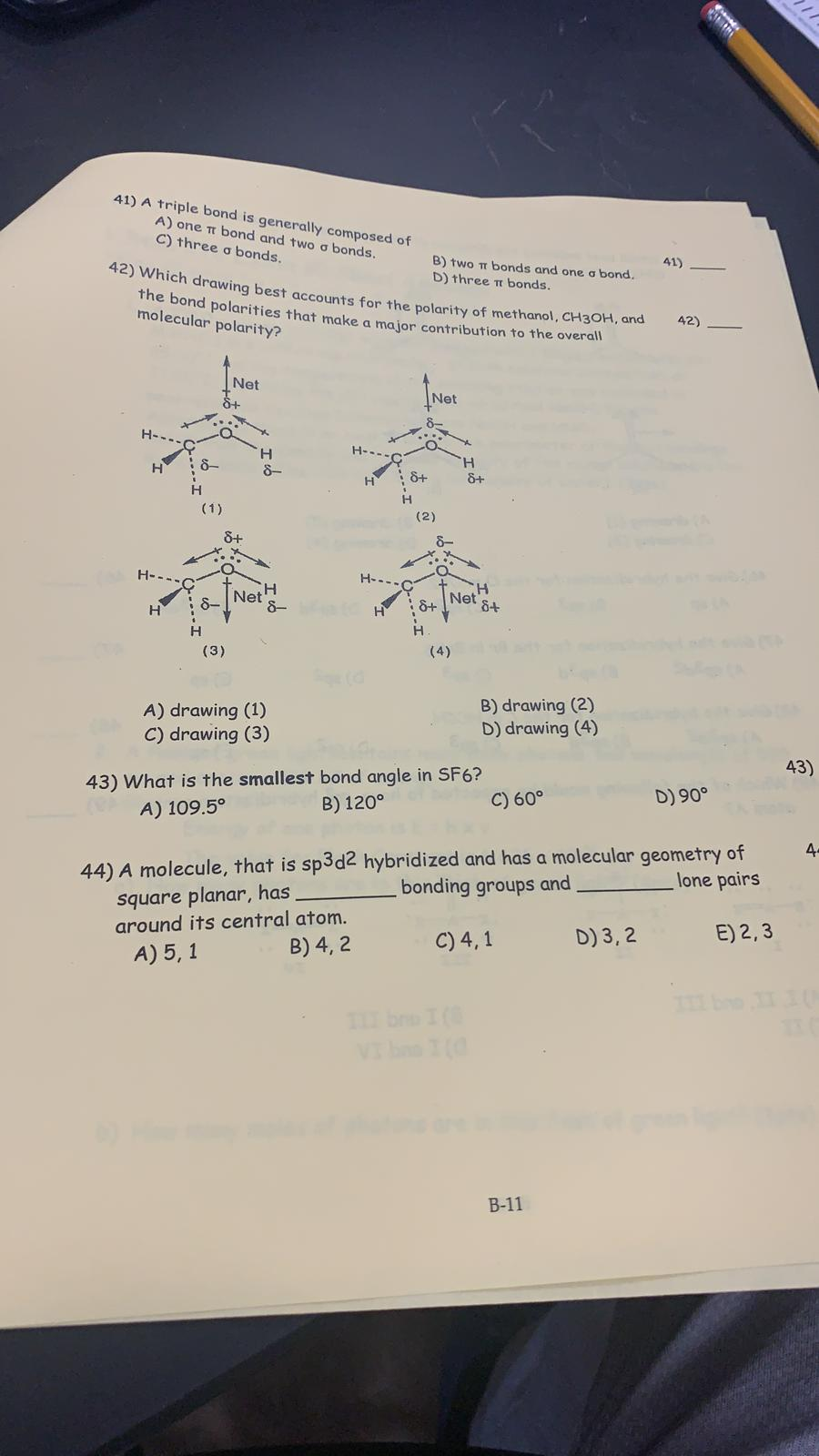 41) A triple bond is generally composed of A) one T | Chegg.com