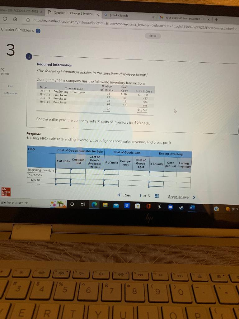 Solved 1. Using FIFO, calculate ending inventory, cost of | Chegg.com