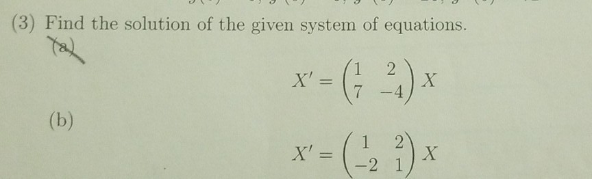 Solved (3) Find the solution of the given system of | Chegg.com