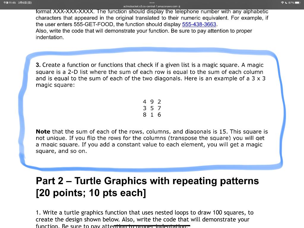 Solved 午後11:45.3月6日(日) 87% aclmsbucket.s3.ca central | Chegg.com