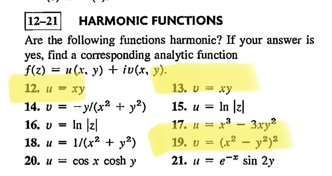 Solved HARMONIC FUNCTIONS Are the following functions | Chegg.com