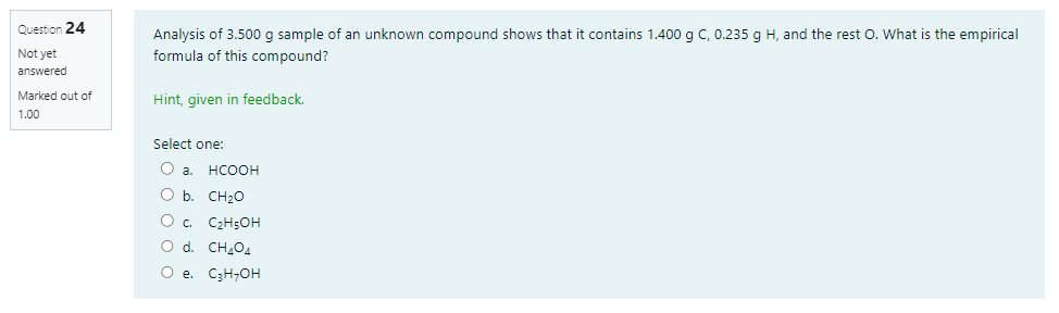 Solved Analysis of 3.500 g sample of an unknown compound | Chegg.com