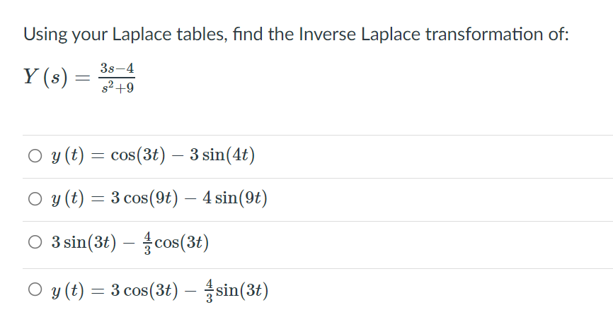 Solved Using your Laplace tables, find the Inverse Laplace | Chegg.com