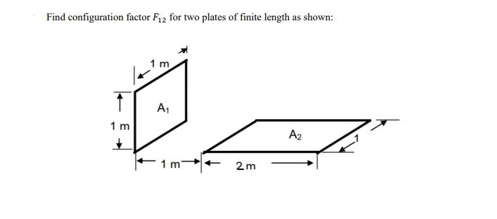 Solved Find configuration factor F12 for two plates of | Chegg.com