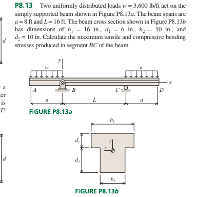 Solved P8.13 Two uniformly distributed loads w = 3,600 lb/ft | Chegg.com