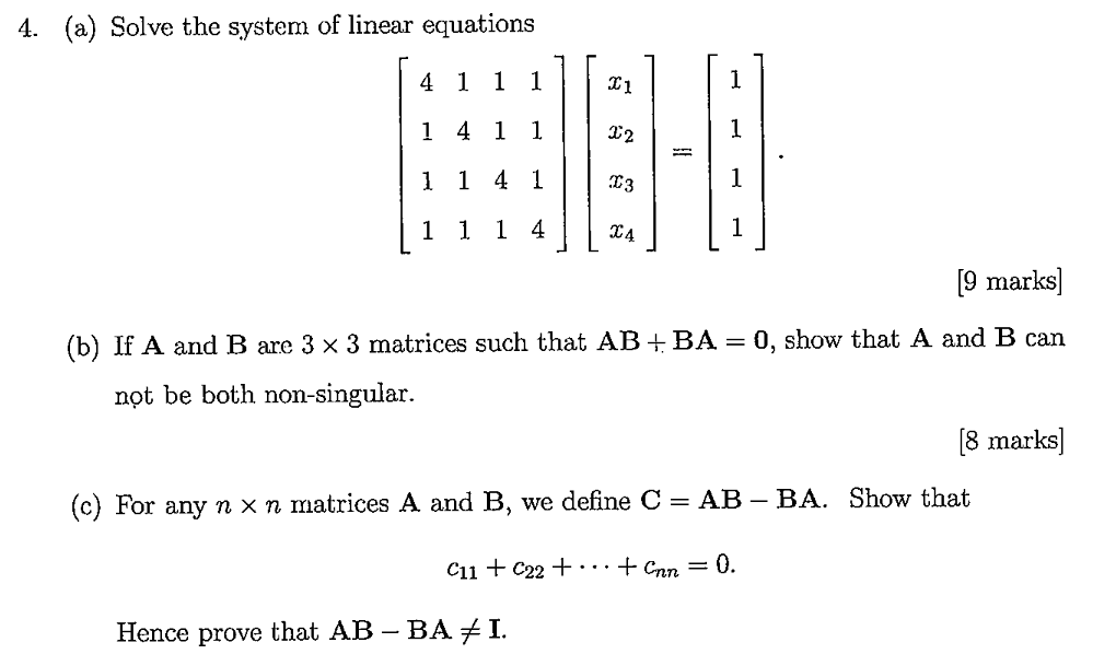 Solved 4. (a) Solve the system of linear equations | Chegg.com