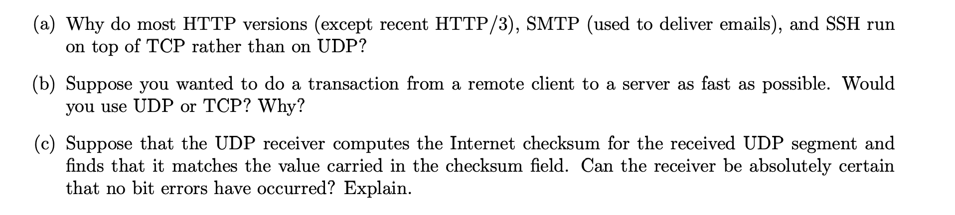 Solved (a) Why do most HTTP versions (except recent HTTP/3), | Chegg.com