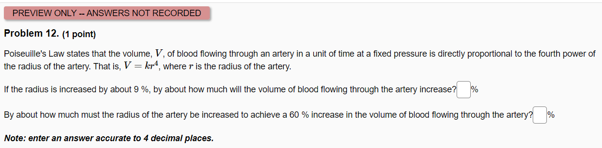 Solved PREVIEW ONLY -- ANSWERS NOT RECORDED Problem 12. (1 | Chegg.com