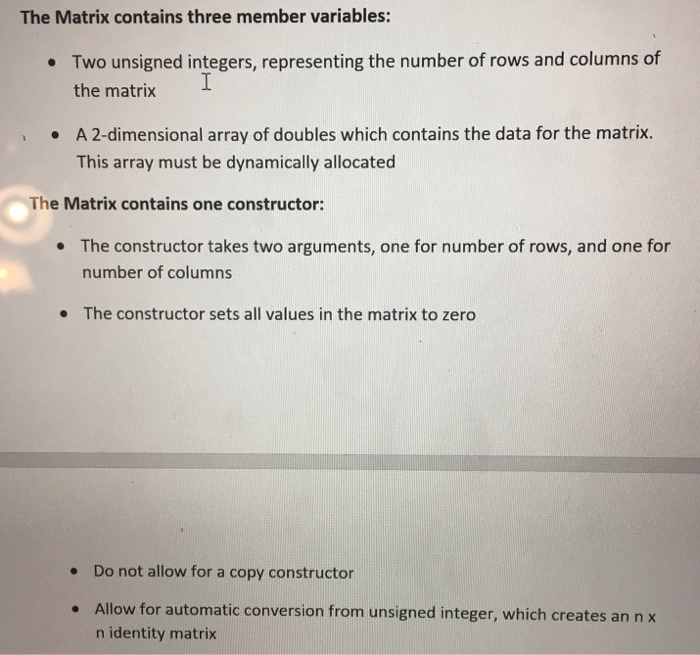 Solved Task Implement a C++ class for matrix calculations. | Chegg.com