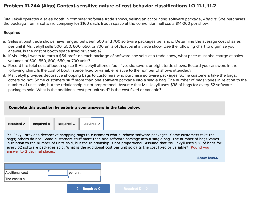 Solved Problem 11-24A (Algo) Context-sensitive nature of | Chegg.com