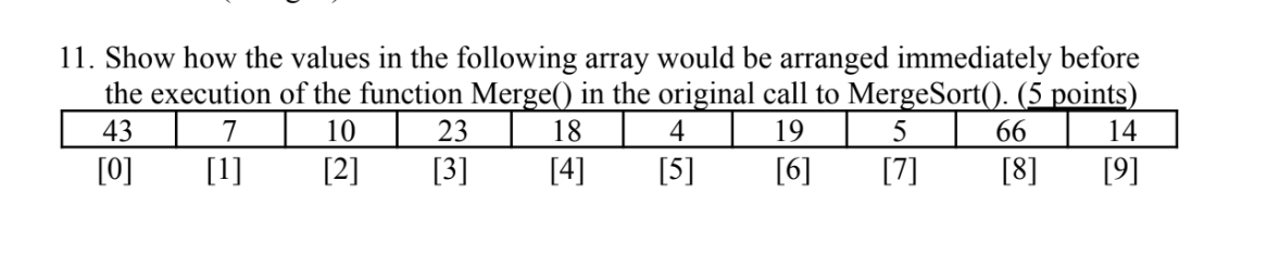 Solved 11. Show how the values in the following array would | Chegg.com