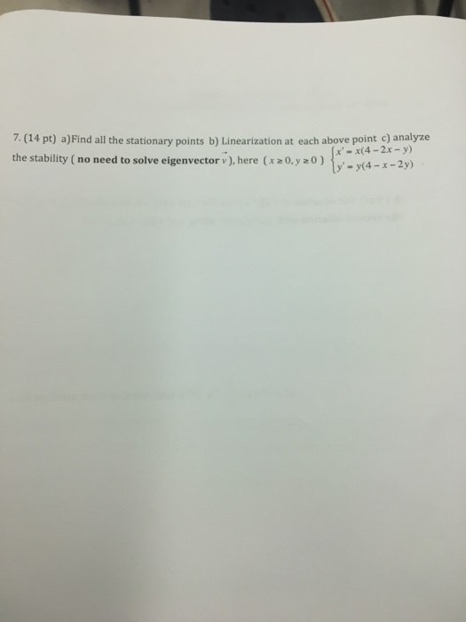 Solved Find all the stationary points b) Linearization at | Chegg.com
