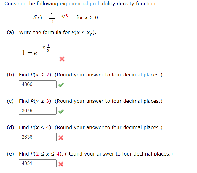 Solved Consider the following exponential probability | Chegg.com