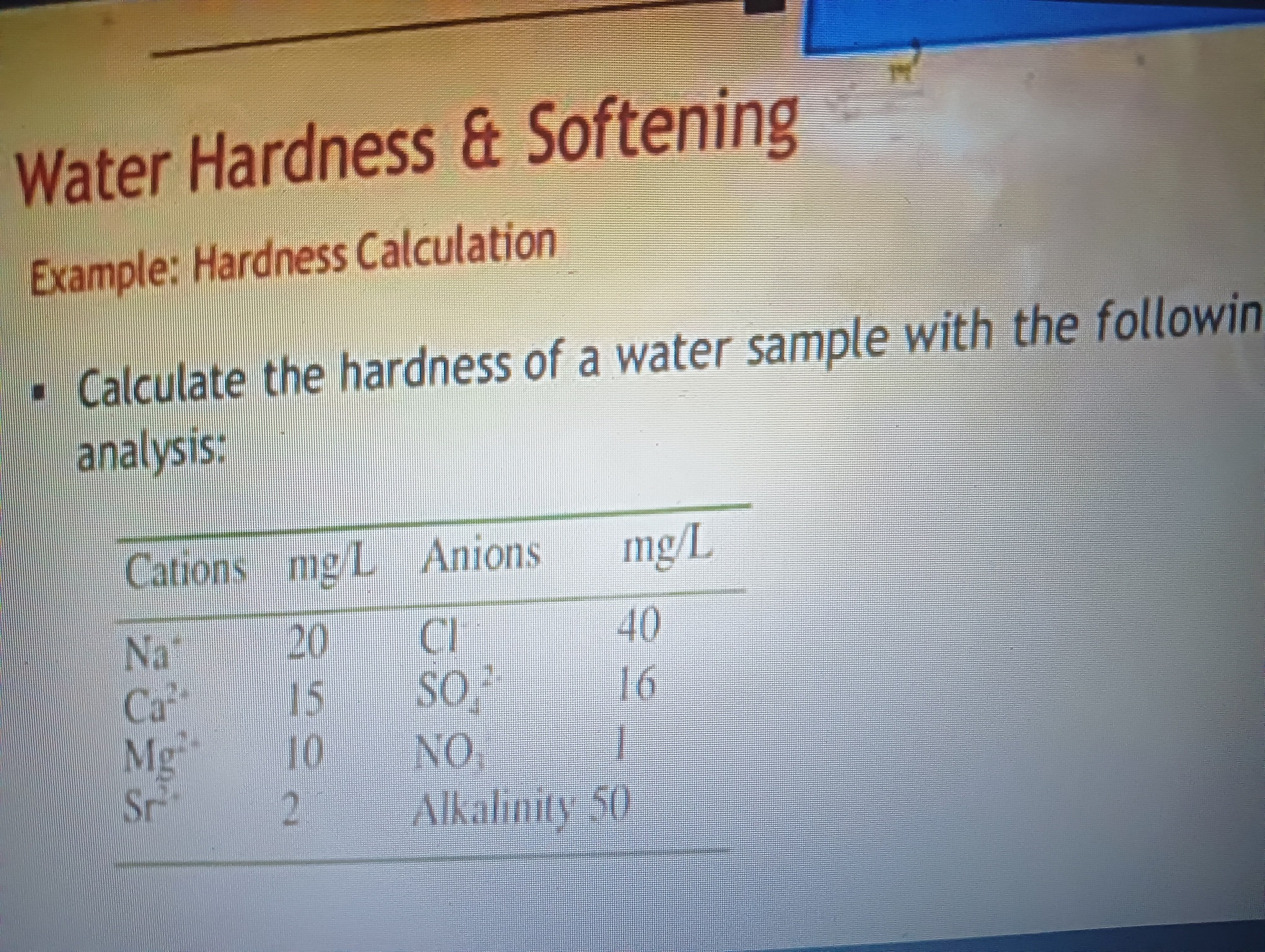 Solved - Calculate the hardness of a water sample with the | Chegg.com