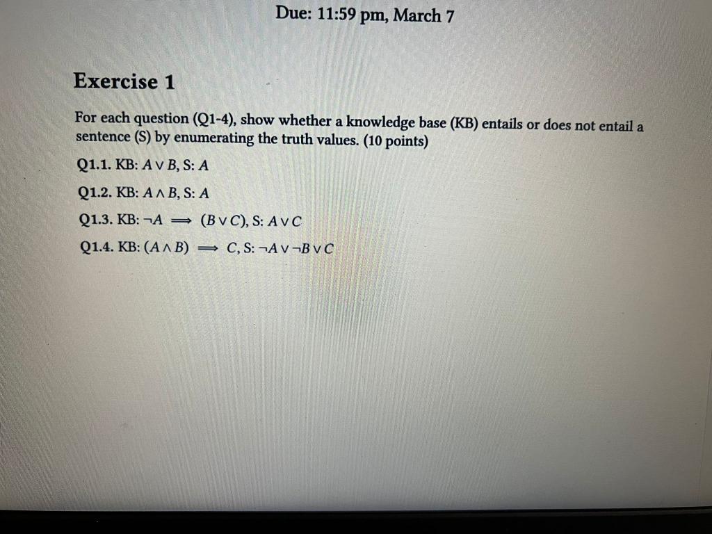 Solved For each question (Q1-4), show whether a knowledge | Chegg.com