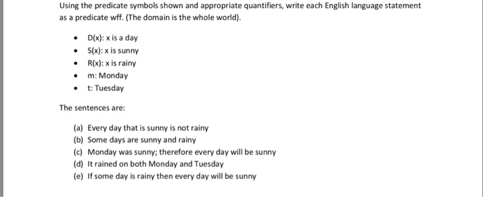 Solved Using the predicate symbols shown and appropriate | Chegg.com