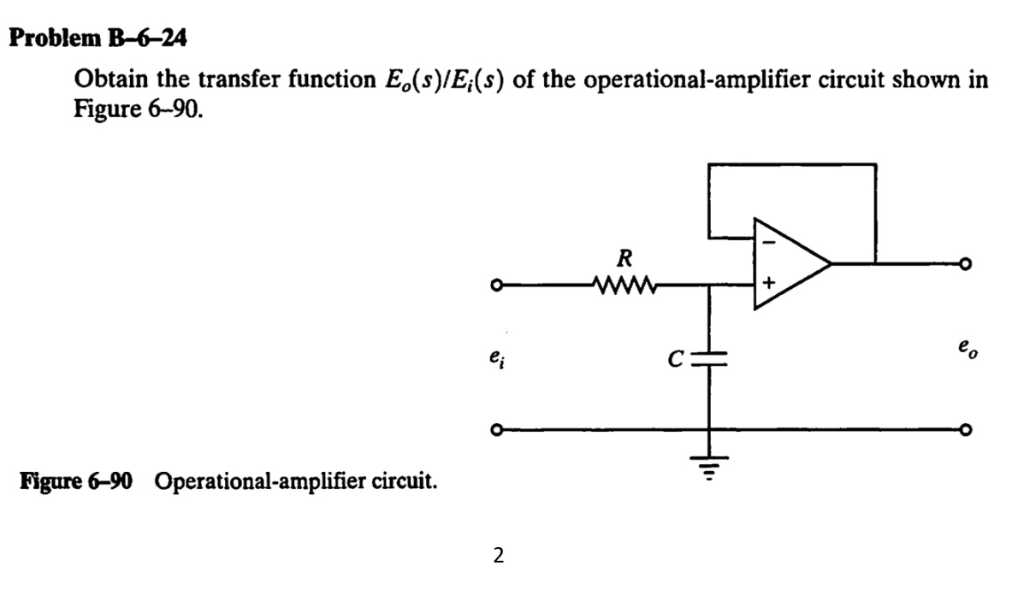Solved Problem B-6-24 Obtain the transfer function Eo | Chegg.com