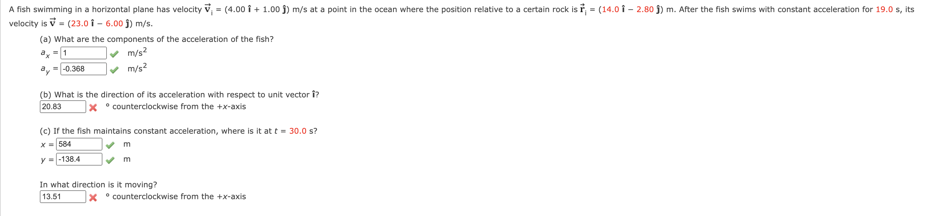 Solved velocity is v=(23.0i^−6.00j^)m/s. (a) What are the | Chegg.com
