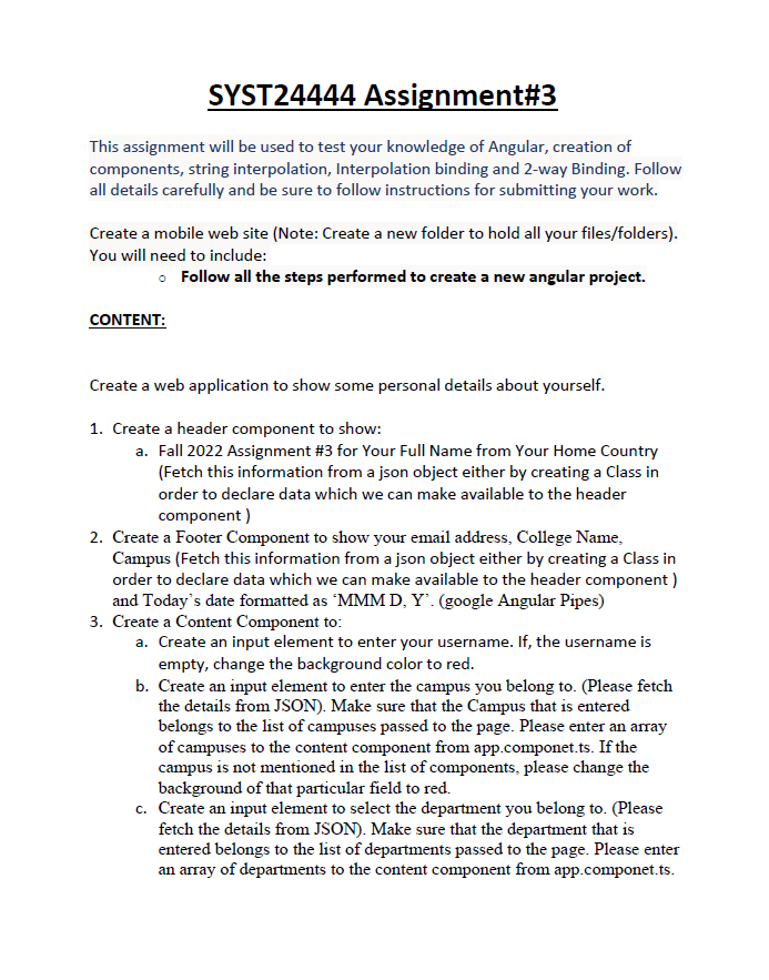 Solved SYST24444 Assignment\#3 This assignment will be used | Chegg.com